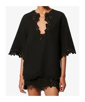 Isabel Marant Étoile Shana Cutwork Embroidered Shirt - Black