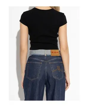 VIVIENNE WESTWOOD Logo Printed Ribbed Cropped T-shirt