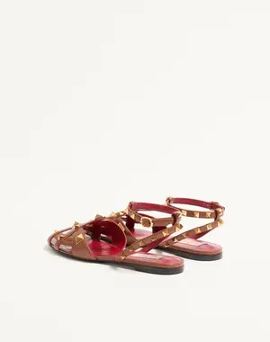 Valentino Garavani Studded Buckled Flat Sandals - Brown