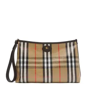 Burberry Highlands Checked Pouch - Sand Beige