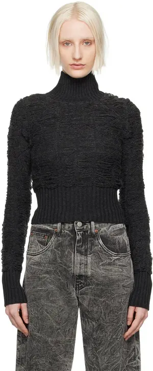 MAISON MARGIELA Ribbed Turtleneck Knitted Sweater - Black
