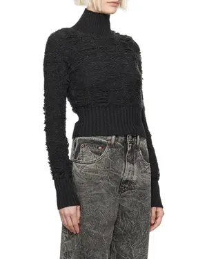 MAISON MARGIELA Ribbed Turtleneck Knitted Sweater - Black