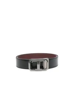 TOD'S Logo Buckle Leather Belt - Gray