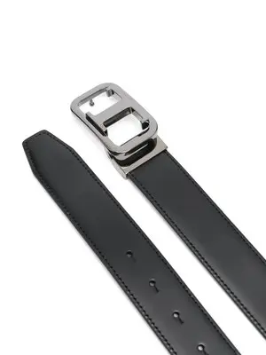 TOD'S Logo Buckle Leather Belt - Gray