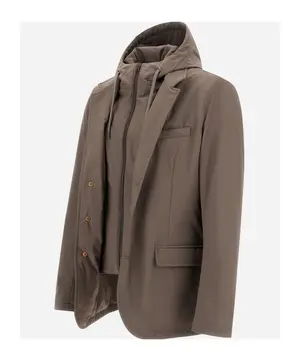 Herno Hooded Blazer With Classic Lapel - Gray