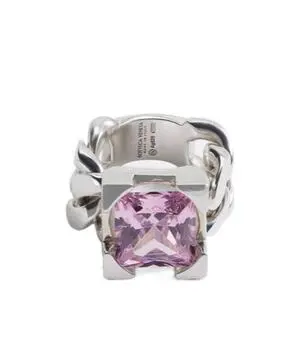 Bottega Veneta Silver Link Ring With Stone