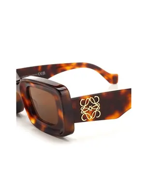 Loewe Rectangular Tortoiseshell Sunglasses With Gold Tone Logo Detail - Brown