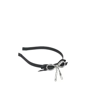 JIMMY CHOO Embellished Bow Hair Band - Black