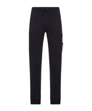 Stone Island Logo Patch Drawstring Trousers - Black