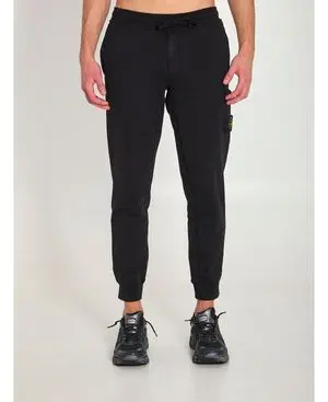 Stone Island Logo Patch Drawstring Trousers - Black
