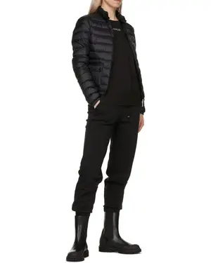 Moncler Short Padded Zip-up Jacket With Stand Collar - Black