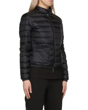 Moncler Short Padded Zip-up Jacket With Stand Collar - Black