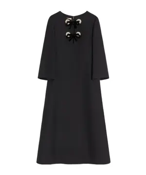Valentino Garavani Crepe Couture Midi Dress With Rhinestone Embellishments