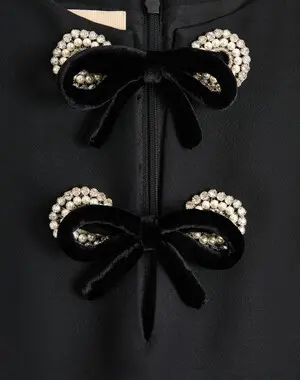 Valentino Garavani Crepe Couture Midi Dress With Rhinestone Embellishments