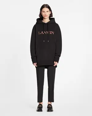 LANVIN Logo Detailed Oversized Hoodie - Black