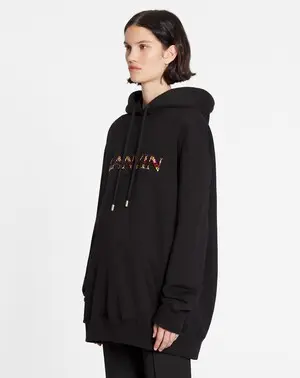 LANVIN Logo Detailed Oversized Hoodie - Black