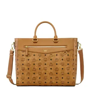 Mcm Visetos Monogram Tote - Cognac