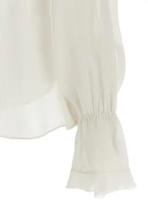 Alberta Ferretti Creponne Ruffled Blouse - White