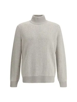 Brunello Cucinelli Turtleneck Long-sleeved Sweater - Gray