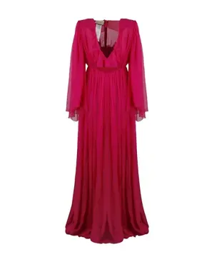 Gucci Chiffon Ruffled Pleated Maxi Dress