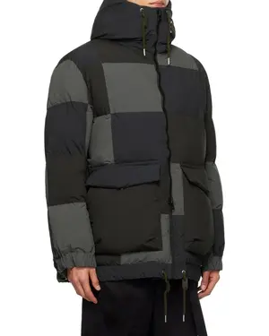Sacai Checkerboard-print Padded Jacket
