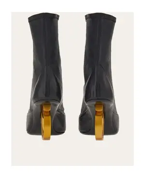 FERRAGAMO Pointed Toe Ankle Boots With Sculptural Heel
