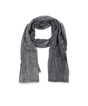 Etro Paisley Printed Frayed-edge Scarf - Gray