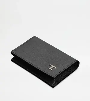 TOD'S Foldover Top Cardholder - Black