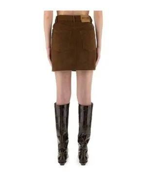 Moschino Corduroy Logo Patch Skirt