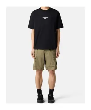 Stone Island Logo Printed Crewneck T-shirt - Black