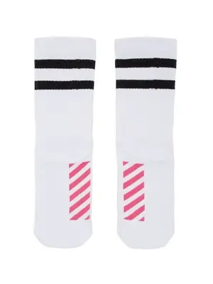 Off-White Striped Logo Crew Socks