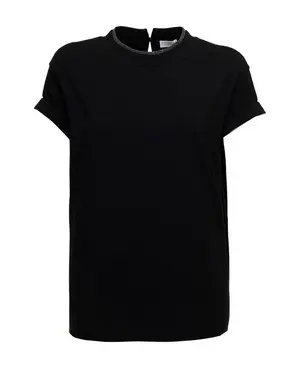 Brunello Cucinelli Chain-trim Crewneck T-shirt - Black