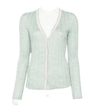 Prada Ribbed V-neck Cardigan