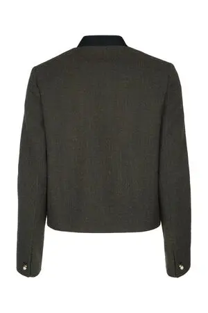 Dior Cropped Jacket With Grosgrain Bow And Cd Signature - Khaki