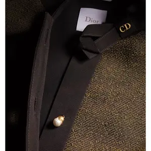 Dior Cropped Jacket With Grosgrain Bow And Cd Signature - Khaki