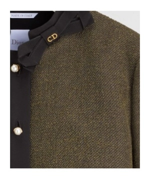 Dior Cropped Jacket With Grosgrain Bow And Cd Signature - Khaki