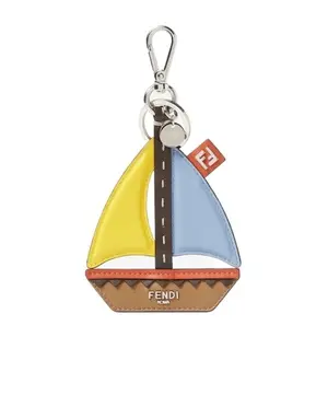 Fendi Ff Plaque Boat-shaped Keyring - Multicolor