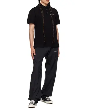 Palm Angels Logo Embroidered Polo Shirt - Black