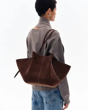 Yuzefi Large Mochi Suede Tote - Chocolate
