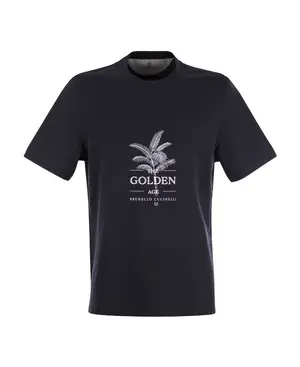 Brunello Cucinelli Logo Printed Crewneck T-shirt