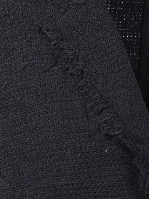 BASERANGE Long-sleeved Knitted Cardigan With V-neck And Fringed Edges
