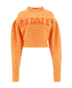 ROTATE BY BIRGER CHRISTENSEN Logo Bubble Sleeve Cropped Sweater