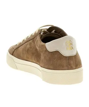 Brunello Cucinelli Logo Embossed Lace-up Sneakers - Brown