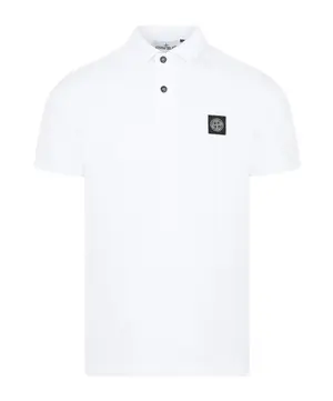 Stone Island Logo Patch Short-sleeve Polo Shirt - White