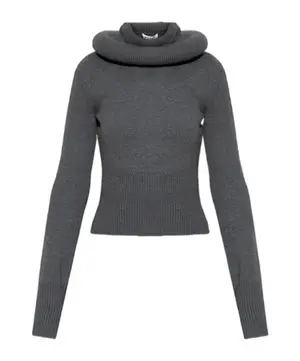 Alaïa Sculptural Hood Ribbed Knit Jumper - Black