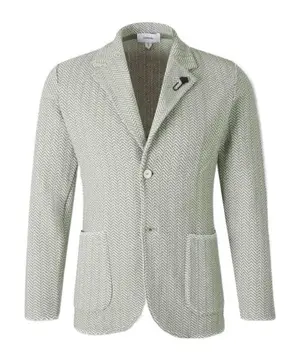 LARDINI Herringbone Single-breasted Blazer - Gray