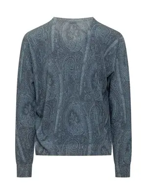 Etro Paisley Printed Crewneck Jumper - Blue