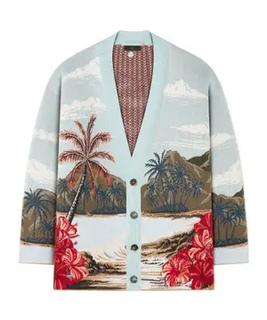 Alanui Graphic Print V-neck Cardigan - Green