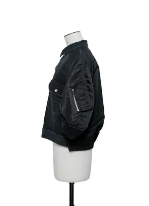 Sacai Denim Twill Jacket With Patchwork Design - Black