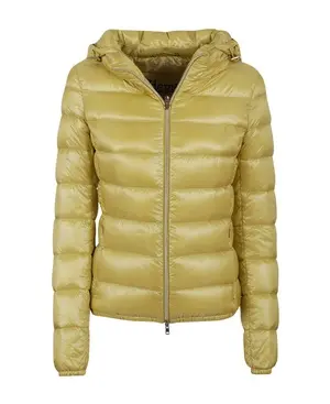 Herno Zip-up Padded Jacket With Drawcord Hood - Nude